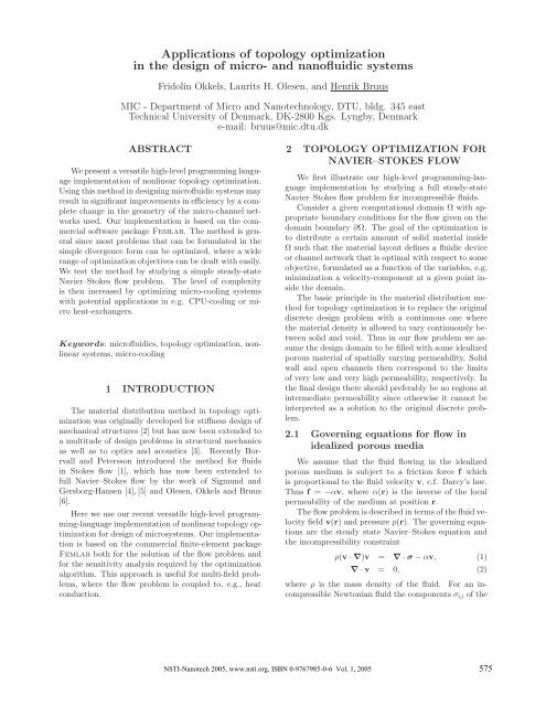 Applications of topology optimization in the design of micro- and ...