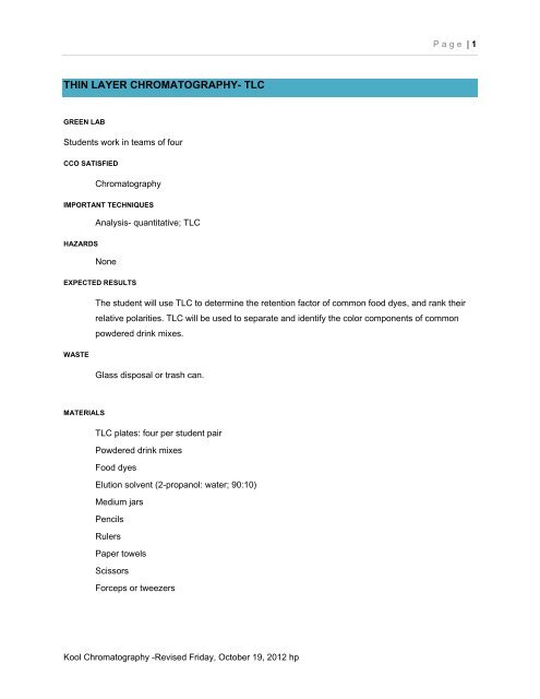 THIN LAYER CHROMATOGRAPHY- TLC