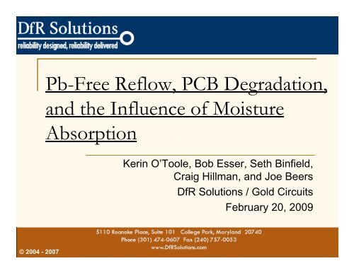 Pb-Free Reflow, PCB Degradation, and the ... - DfR Solutions