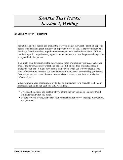 Grade 8 Sample Test Items grade-8-sample-test-items