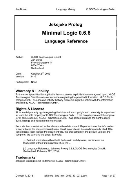 Minimal Logic 0.6.6 - jekejeke.ch