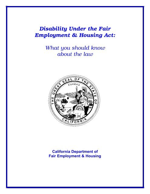 Disability Under the Fair Employment and Housing Act - DFEH