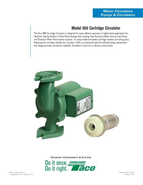 Model 008 Cartridge Circulator - Taco-Hvac