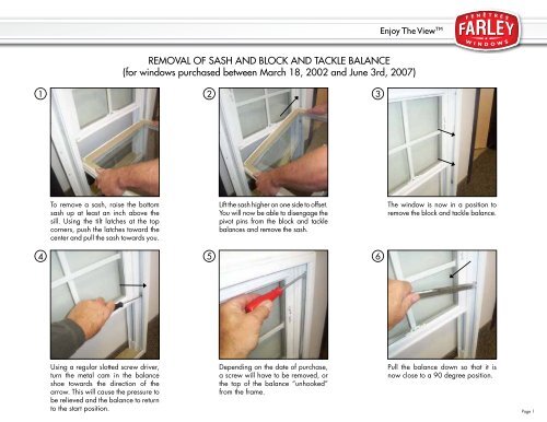 Removal of sash and block and tackle balance - Farley Windows