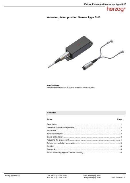 Actuator piston position Sensor Type SHE - Herzog AG