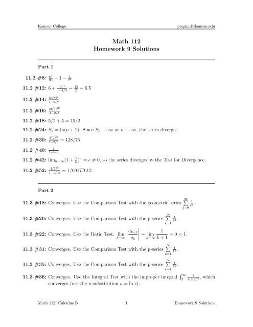 Math 112 Homework 9 Solutions - Kenyon College