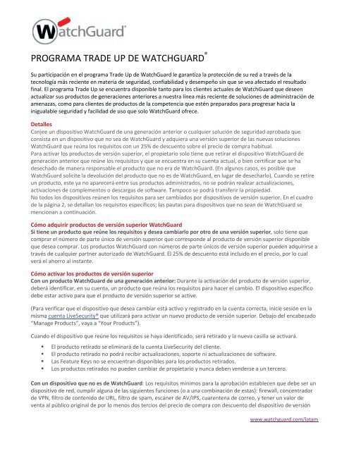 programa trade up de watchguard - WatchGuard Technologies