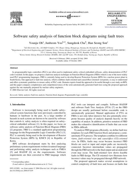 Software Safety Analysis Of Function Block Diagrams Using Fault Trees