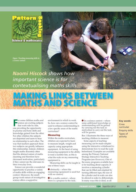 making links between maths and science - The Association for ...