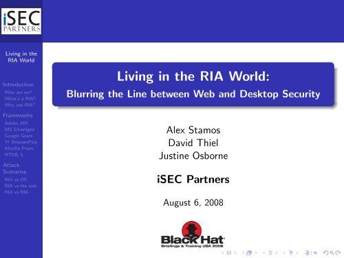 Living in the RIA World: - Blurring the Line between ... - iSEC Partners