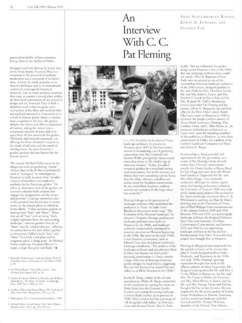 An Interview With C.C. Pat Fleming