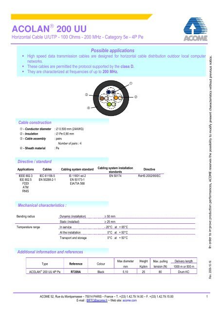 Product Specifications - Minitran