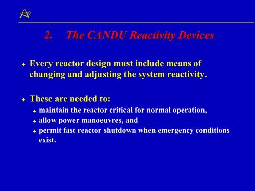2. The CANDU Reactivity Devices
