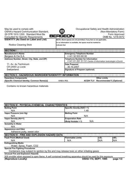 to view and download the Rodico MSDS Sheet (PDF format)