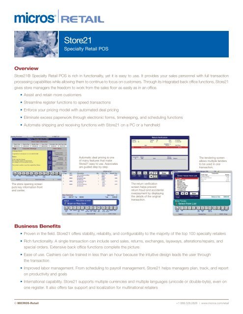 Download the Store21 data sheet - MICROS-Retail