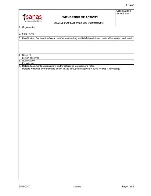 WITNESSING OF ACTIVITY - Sanas