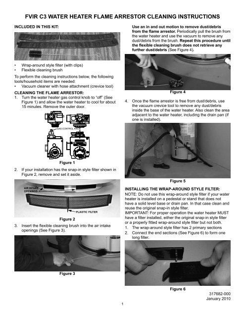 fvir c3 water heater flame arrestor cleaning instructions