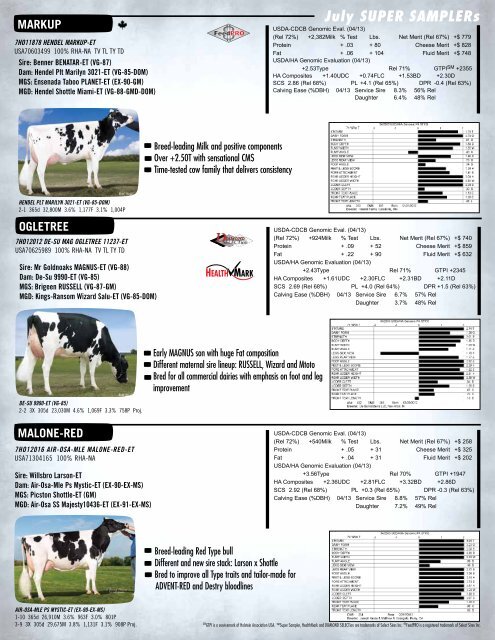 July SUPER SAMPLERs - Select Sires, Inc.