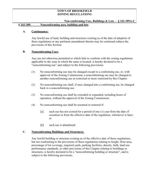 Non-conforming Uses, Buildings & Lots - Town of Brookfield