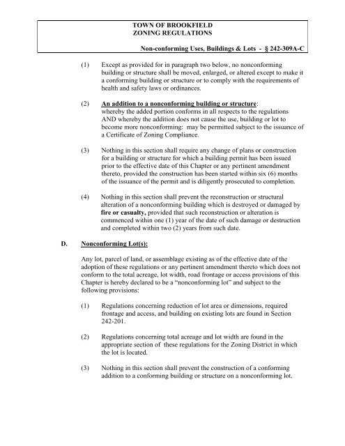 TOWN OF BROOKFIELD ZONING