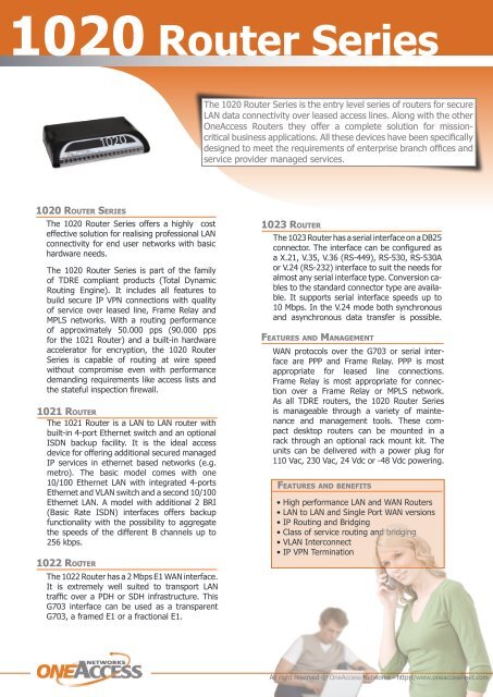 1020 Router Series - comtec