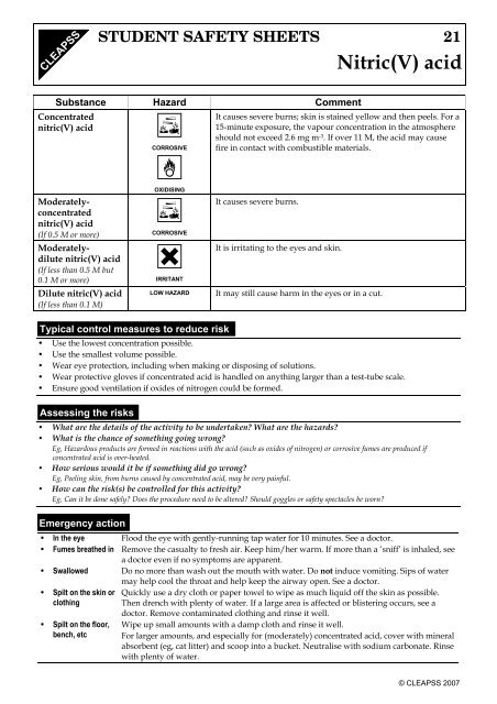 STUDENT SAFETY SHEETS 20