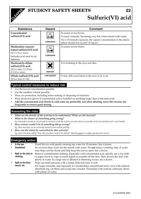 STUDENT SAFETY SHEETS 22