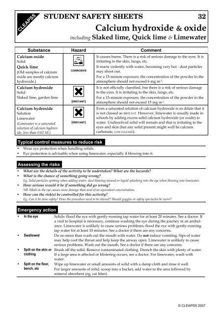 STUDENT SAFETY SHEETS 32