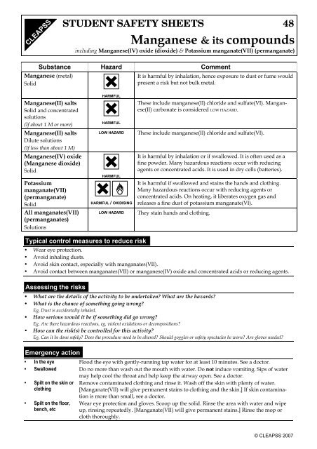 STUDENT SAFETY SHEETS 47