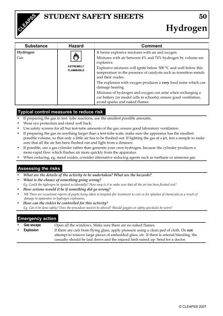 STUDENT SAFETY SHEETS 49