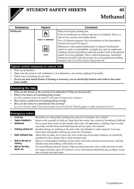 STUDENT SAFETY SHEETS 65