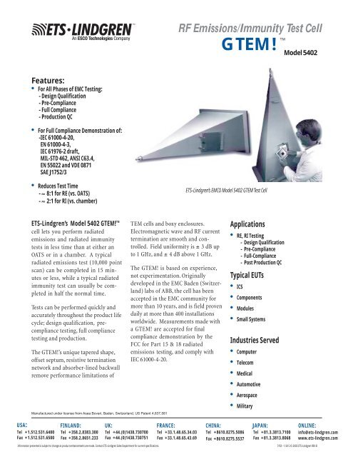 5402 GTEM! Test Cell - ETS-Lindgren