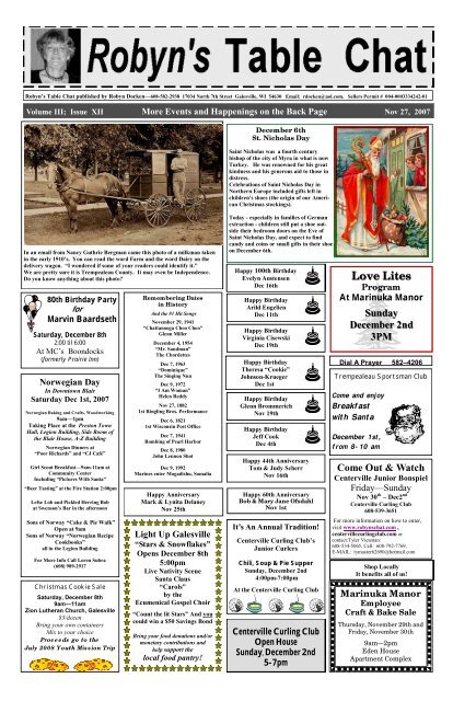 Pages 1 thru 5 - Robyn's Table Chat