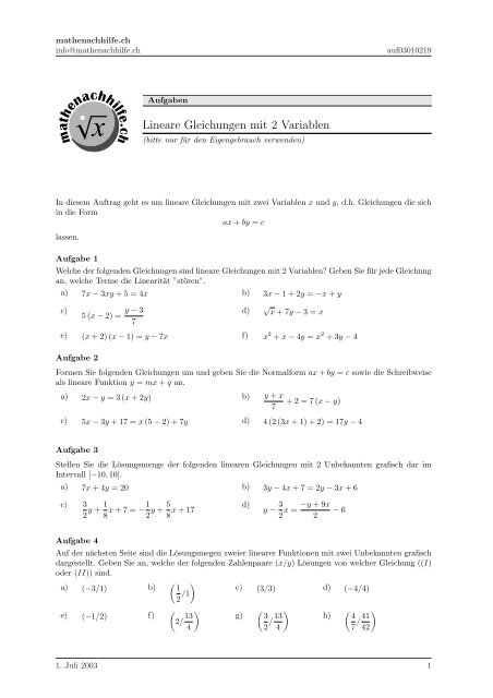 Algebra 2 Gleichungen Lineares Gleichungssystem – Wikipedia
