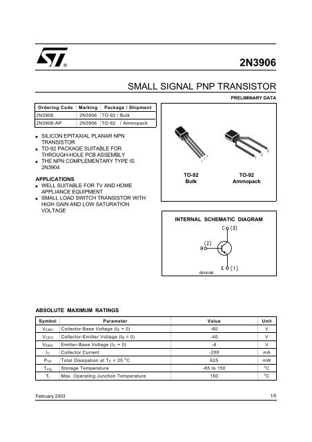 2N3906 - Datasheet Catalog