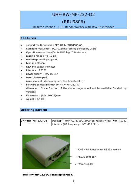 UHF-RW-MP-232-D2 (RRU9806) - RFID Shop