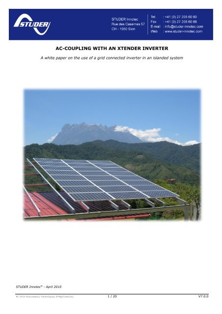 AC-COUPLING WITH AN XTENDER INVERTER - Solar Academy