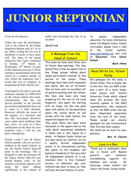 The Junior Reptonian - Issue 51 - Repton School Dubai