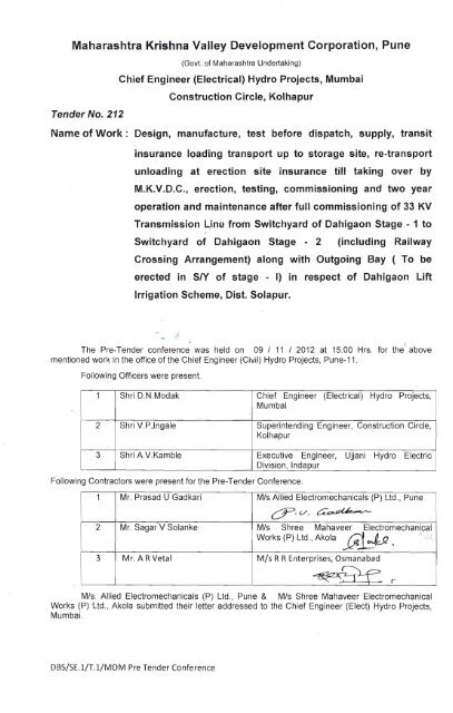 Maharashtra Krishna Valley Development ... - MKVDC e-Tender