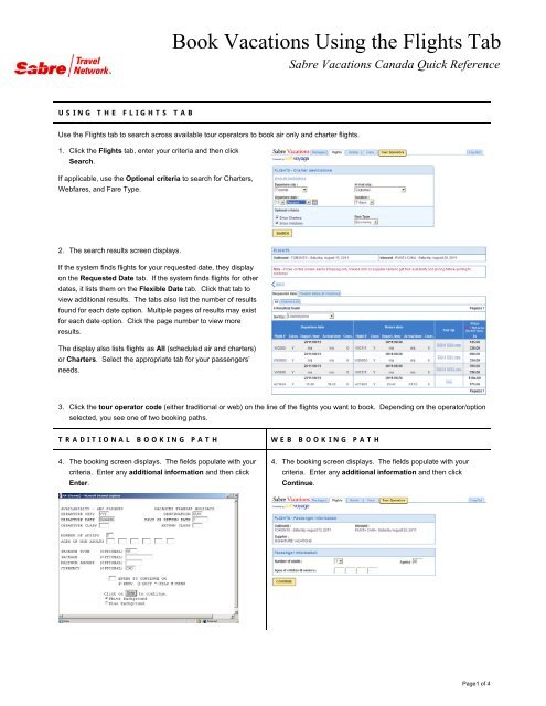 (EC) Book Vacations Using the Flight Tab - Sabre Holdings