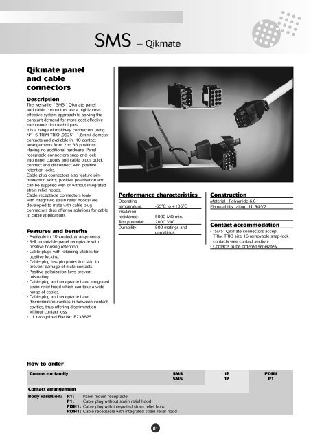 Souriau SMS -Qikmate PC Boardmount Connectors - MPS Terminal