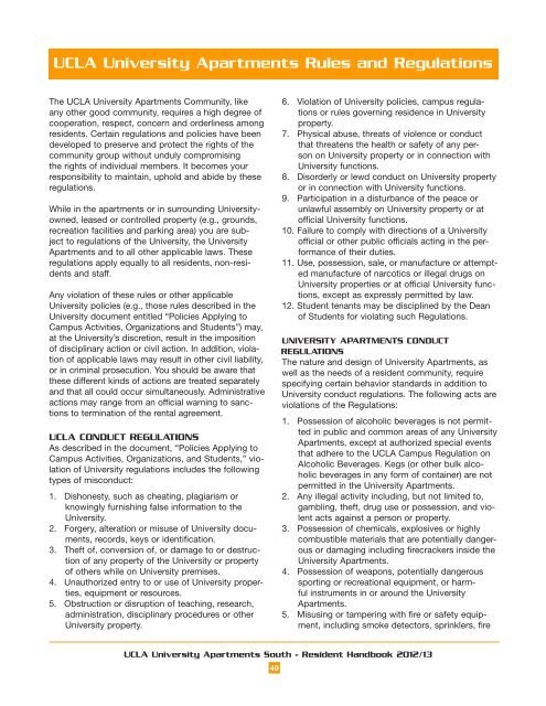 University Apartments Rules and Regulations - UCLA - Housing