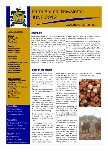 Farm Animal Newsletter JUNE 2012 - The Vet Club Rotorua