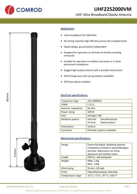 UHF2252000VM - Comrod