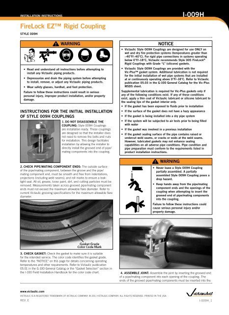 Firelock eZÃ¢Â„Â¢ Rigid coupling I-009h - Victaulic