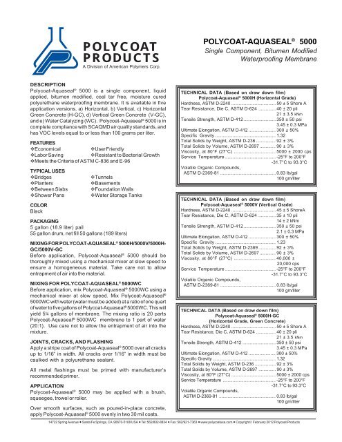 Polycoat-Aquaseal 5000 (2012) - Polycoat Products