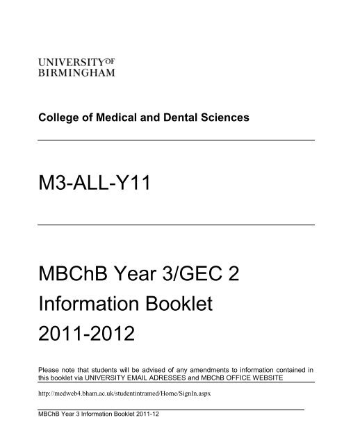 Student Info Booklet - University of Birmingham