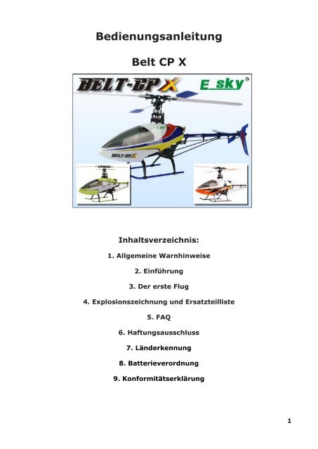 Bedienungsanleitung Belt CP X - RC-Toy