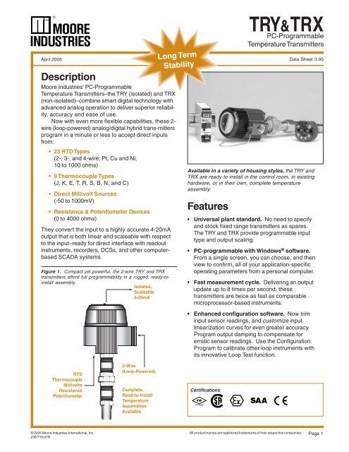 TRY PC-Programmable Isolated Temperature Transmitter - Moore ...
