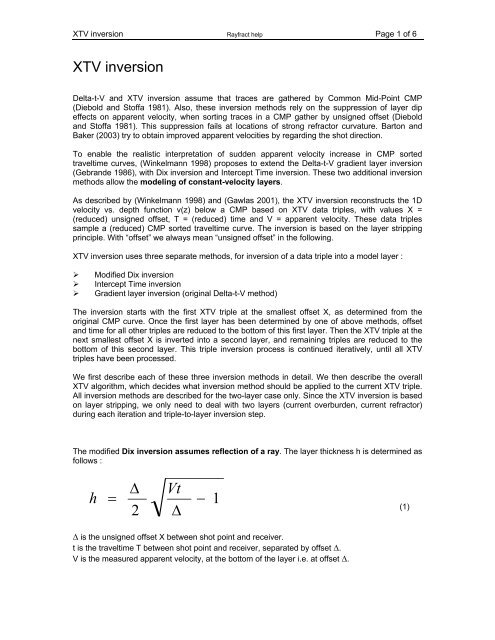 XTV inversion - Rayfract Seismic Refraction Tomography
